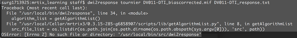 Estimating response function dwi2response error - MRtrix3 Community