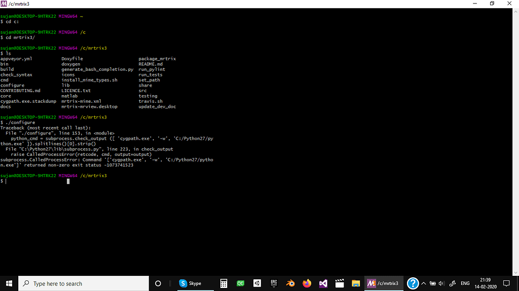 Unable to configure and build in windows 10 - Development - MRtrix3 ...