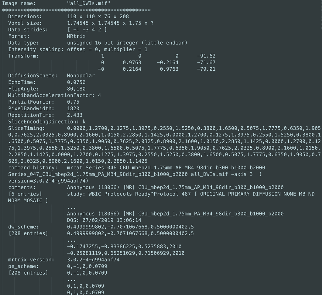 Running a full MRTRIX processing pipeline from AP and PA DICOMS ...